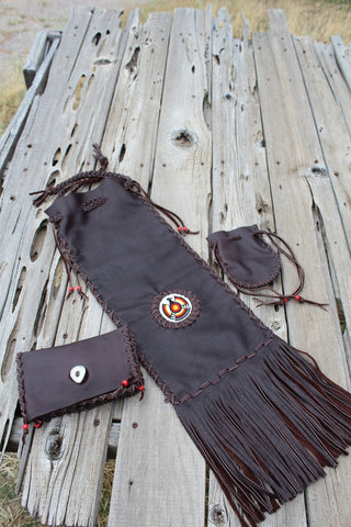 Beaded pipe bag, leather chanupa bag – Thunder Rose Leather