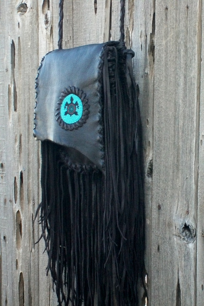 Boho beaded turtle bag with lots of fringe – Thunder Rose Leather